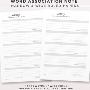 STUDENTS Word Association Template | A4 & LETTER | Printable Note ...