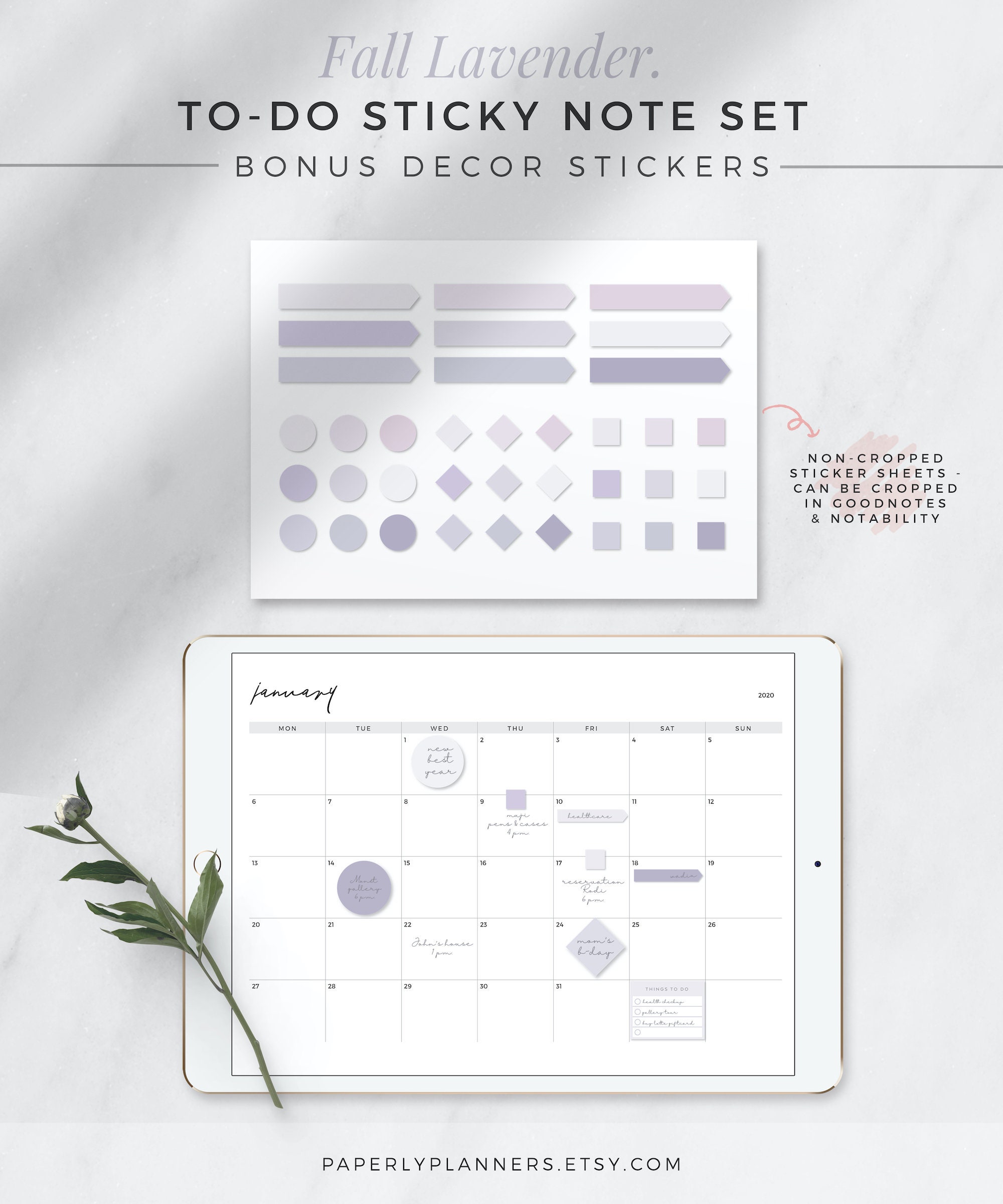 FALL LAVENDER To-do Sticky Notes | Digital Sticky Notes, Neutral iPad ...