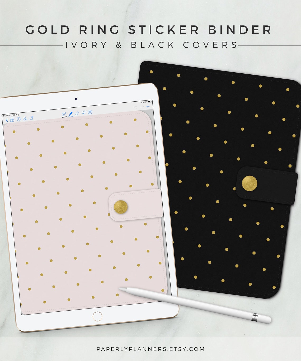Gold Ring Digital Sticker Binder, iPad Notebook, Digital Sticker Binder ...