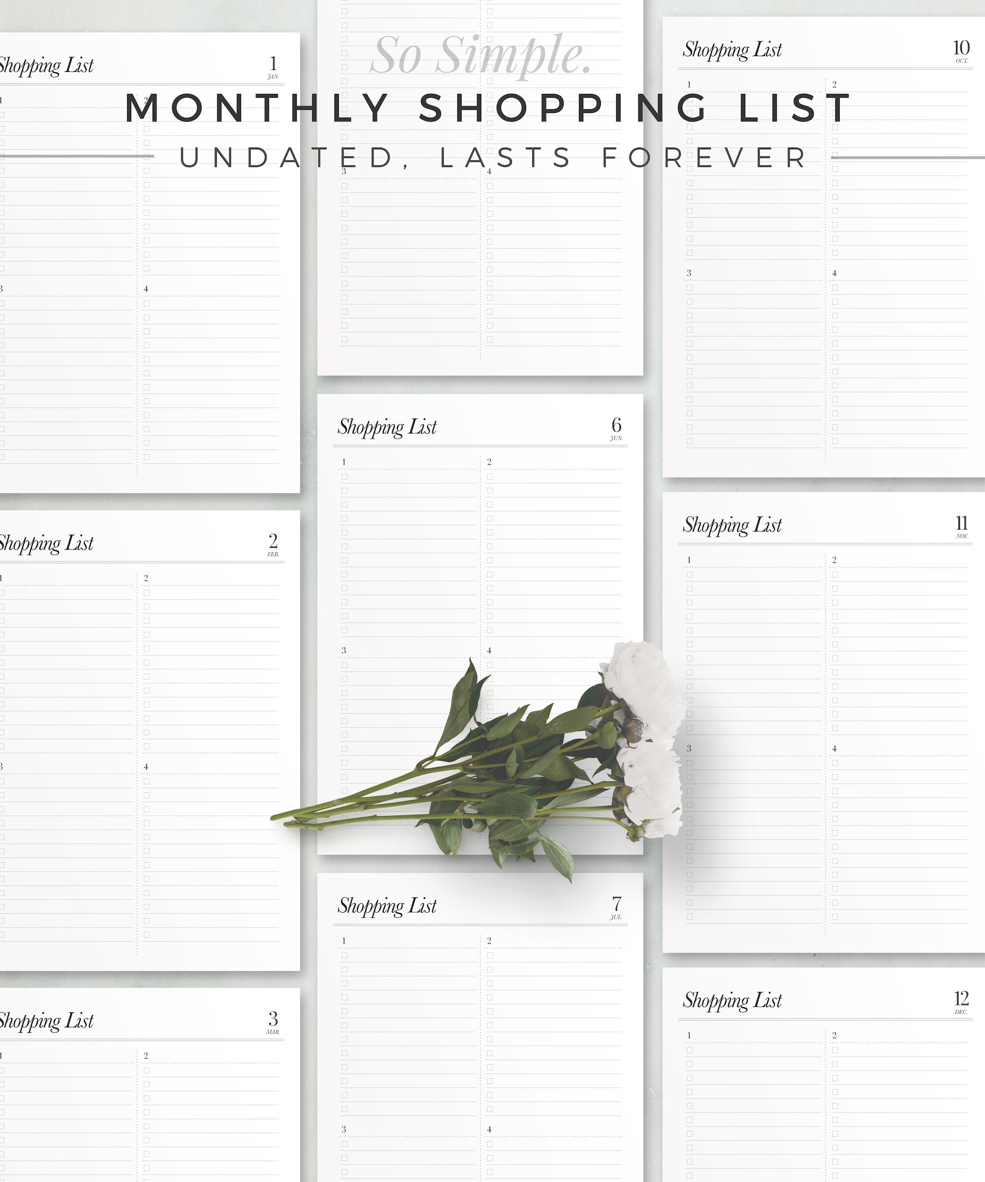 SO SIMPLE Shopping List Monthly Shopping Planner Printable - Etsy