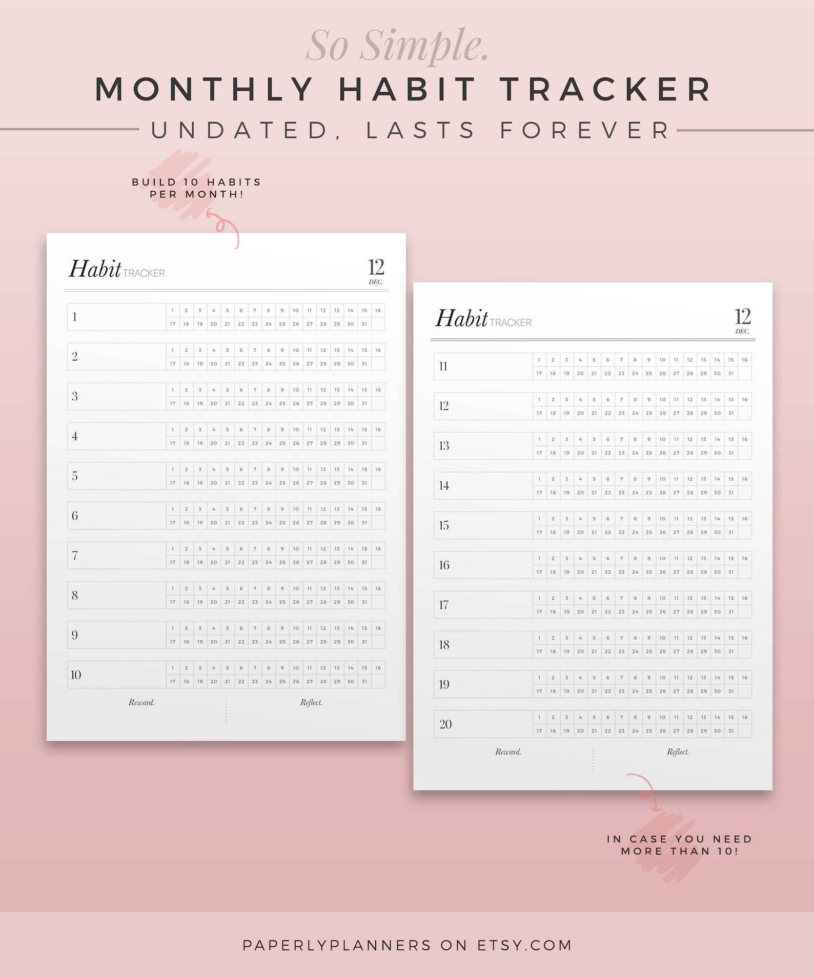 SO SIMPLE Habit Tracker | Monthly Habit Planner, Printable Planner ...