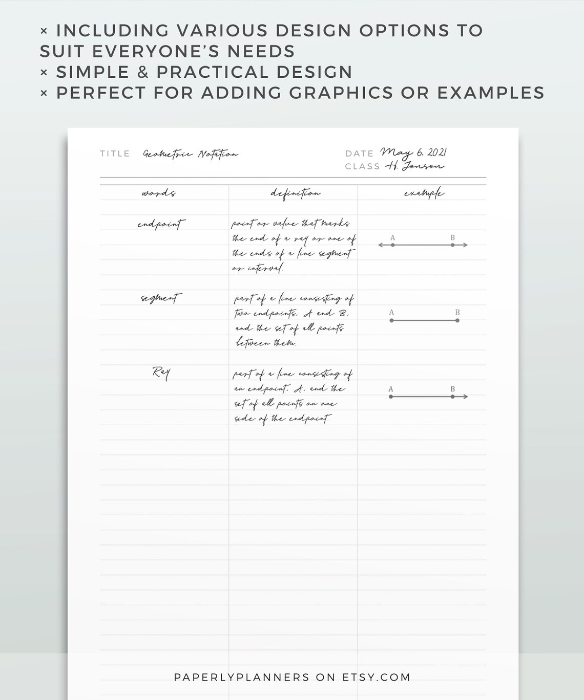 SIMPLE 3-column Note Template A4 & LETTER Printable Note Insert, Three ...
