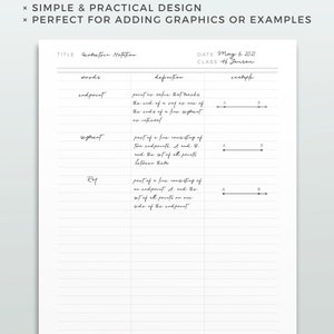 SIMPLE 3-column Note Template | A4 & LETTER | Printable Note Insert ...