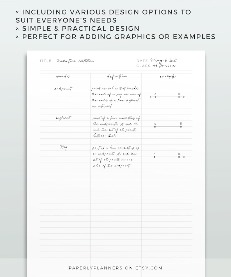 SIMPLE 3-column Note Template | A4 & LETTER | Printable Note Insert ...