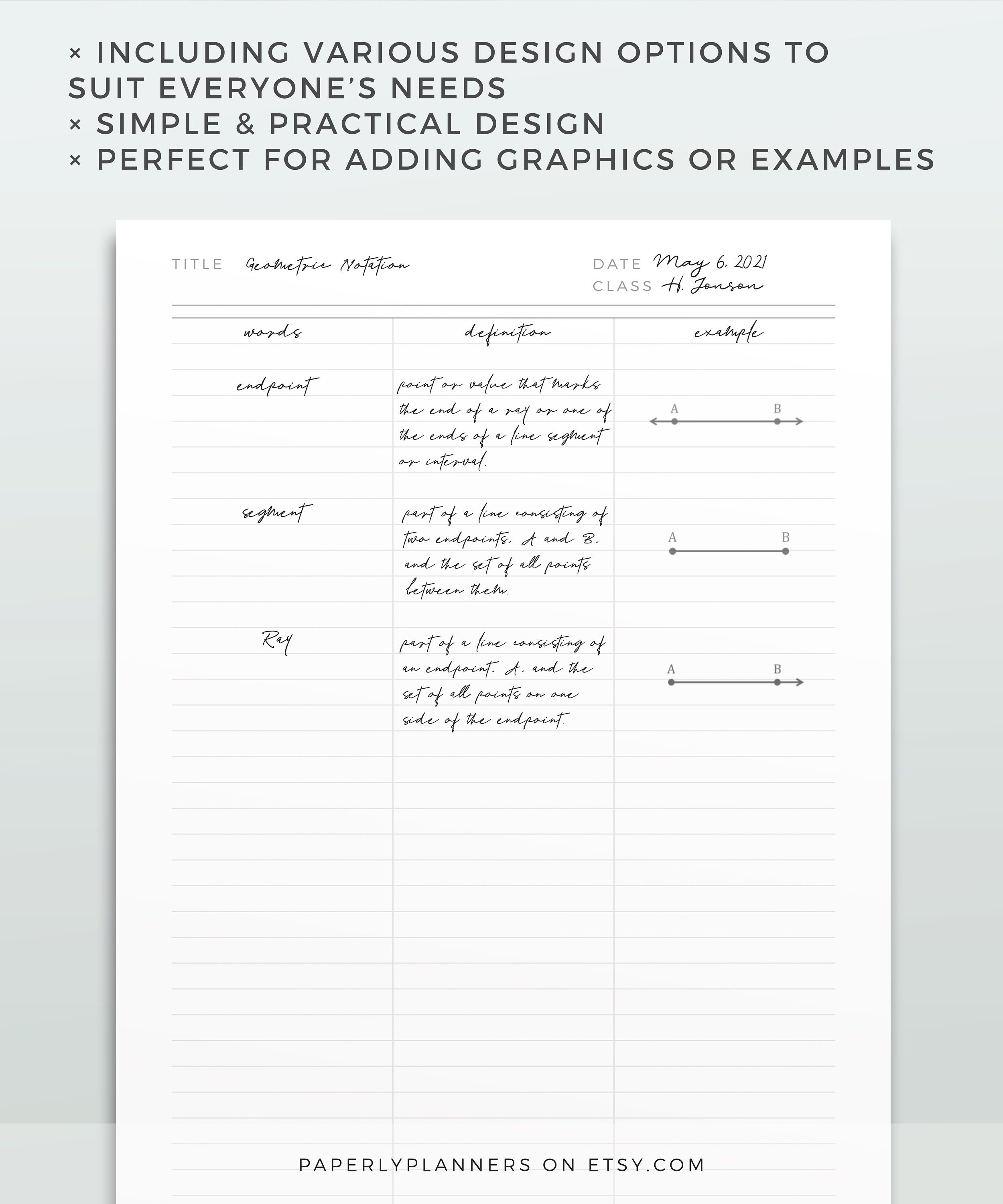 SIMPLE 3-column Note Template | A4 & LETTER | Printable Note Insert ...