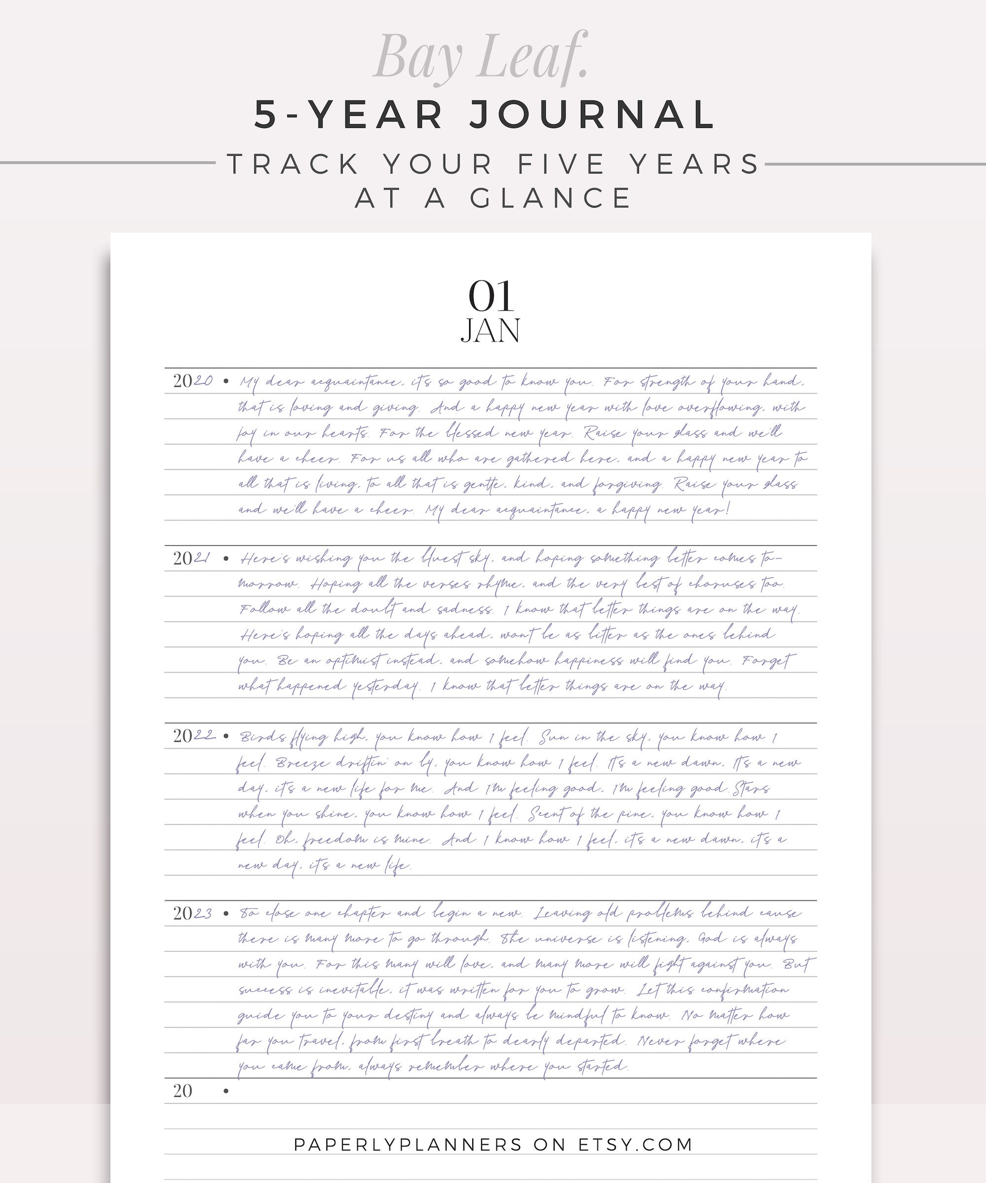 BAY LEAF 5-year Journal | A4 & LETTER | Printable Planner Inserts ...