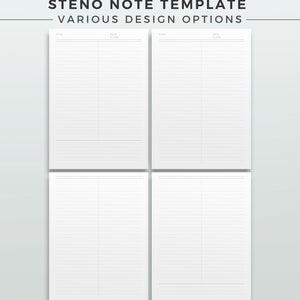 SIMPLE Steno Note Template | A4 & LETTER | Printable Steno Note Inserts ...
