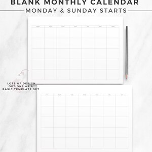 MINIMALISTIC Blank Calendar | A4 & LETTER | Empty Printable Calendar ...