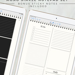 Mono Simple iPad Notepad Set, Digital Note Template, Hyperlink Notebook ...