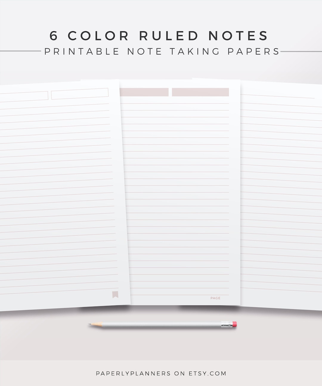 6 PASTEL Ruled Note Template | Ruled Note Paper, Printable Note Inserts ...