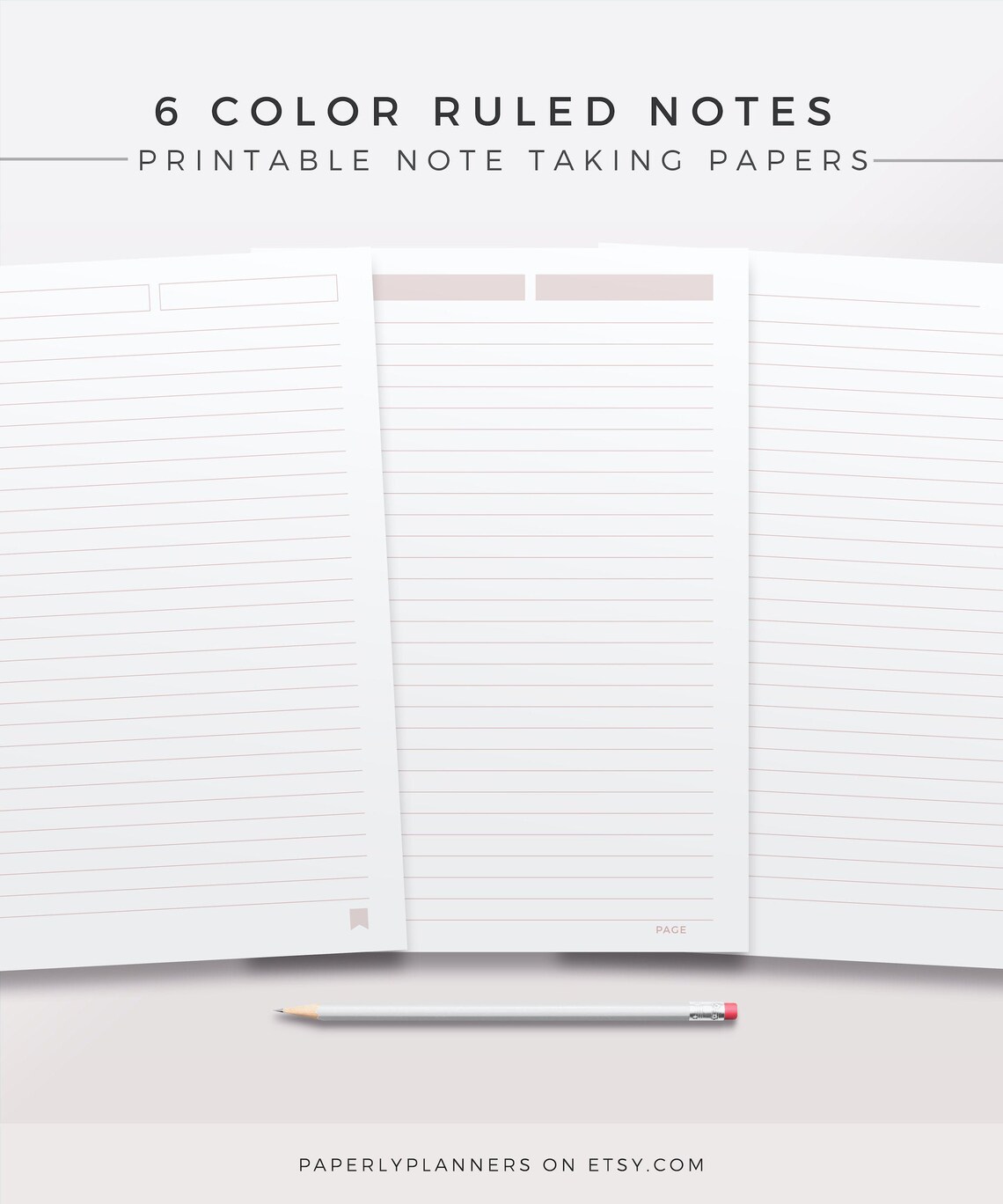 6 PASTEL Ruled Note Template Ruled Note Paper Printable - Etsy