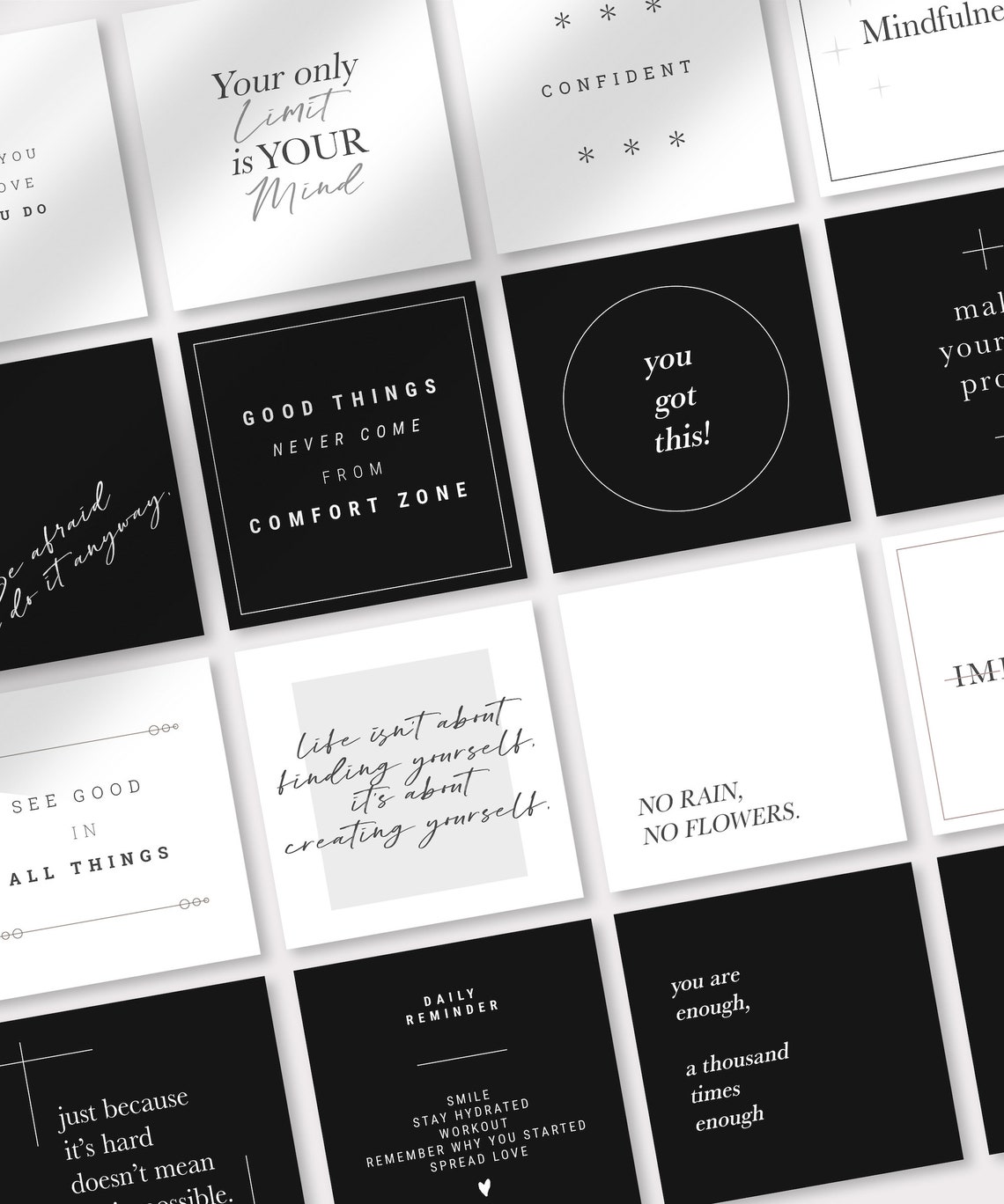 BLACK & WHITE Motivational Quote Stickers Digital Stickers, Aesthetic ...