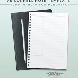 A5 Cornell Note Template, Printable Note Inserts, Productivity Study Note, Simple Study Journal ...