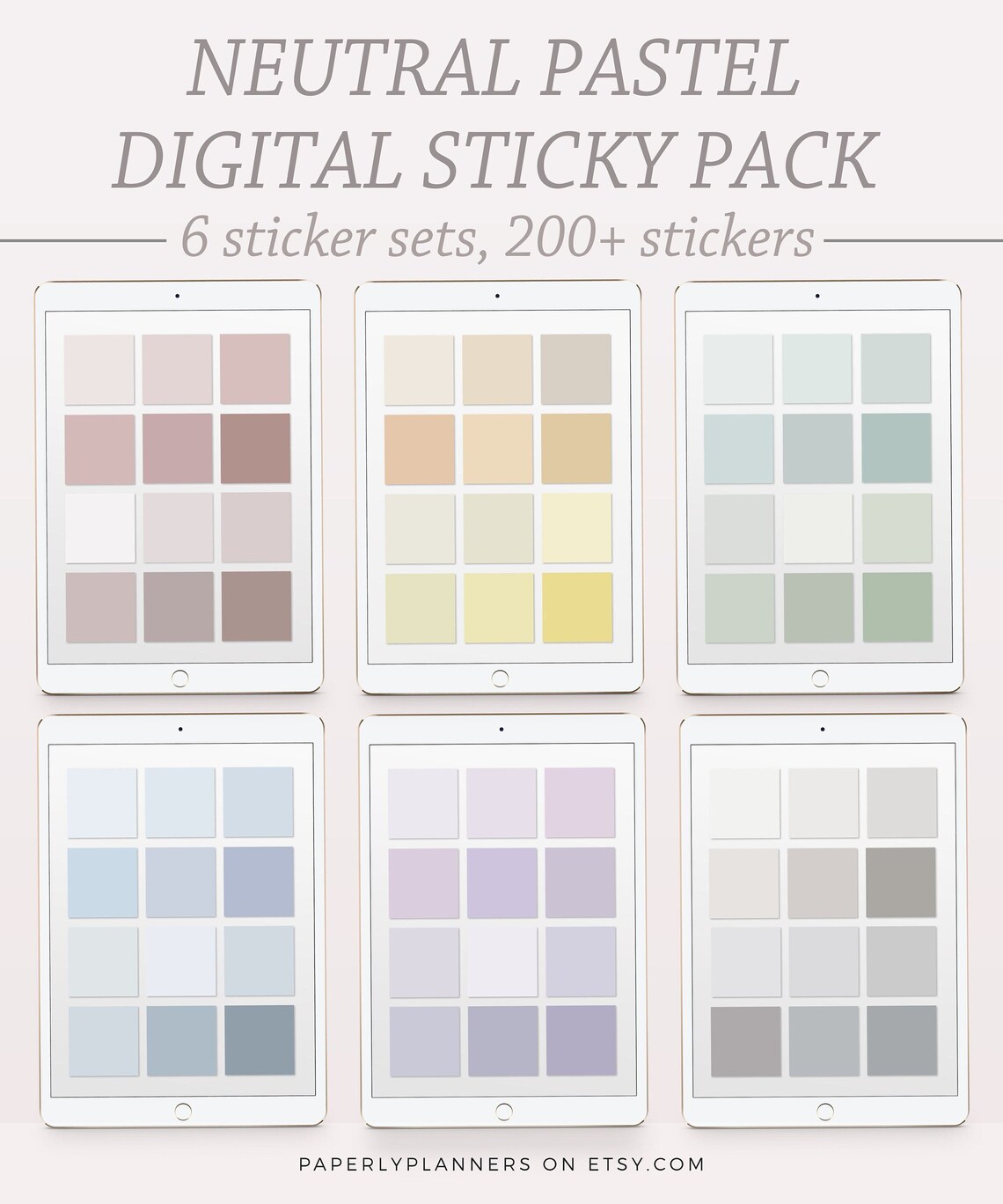 6 NEUTRAL PASTEL Digital Sticky Notes Pack Goodnotes Sticker - Etsy