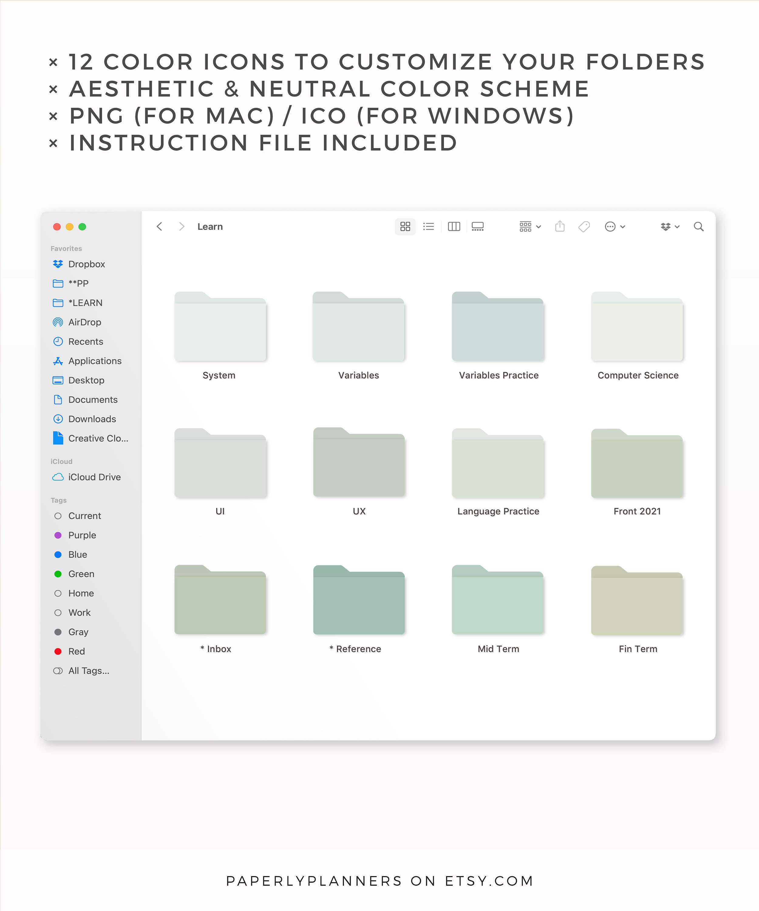 HERB GREEN Desktop Folder Icons | Mac and Windows, Customizable Icons ...