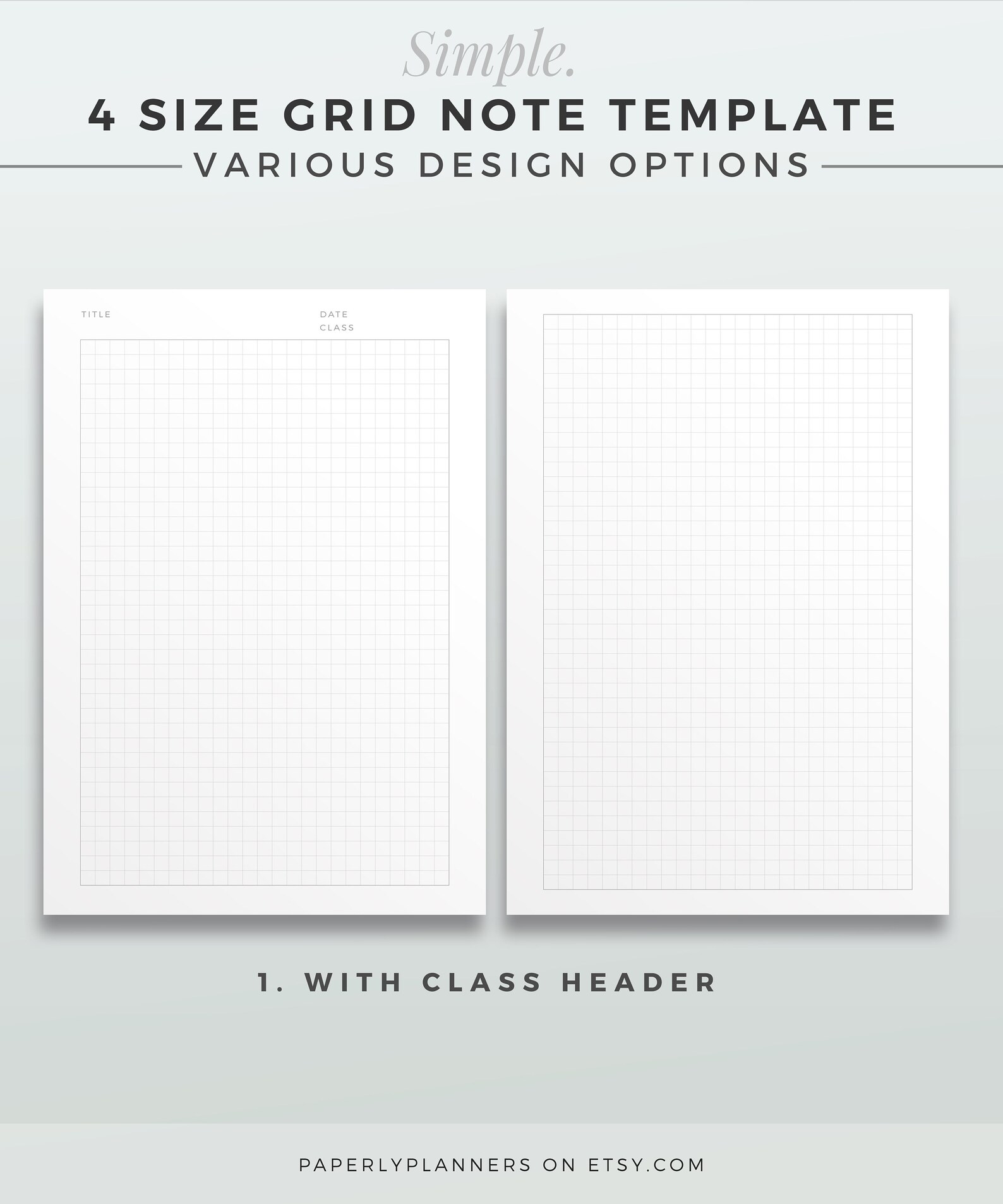 SIMPLE 4-size Grid Note Template A4 & LETTER Printable - Etsy
