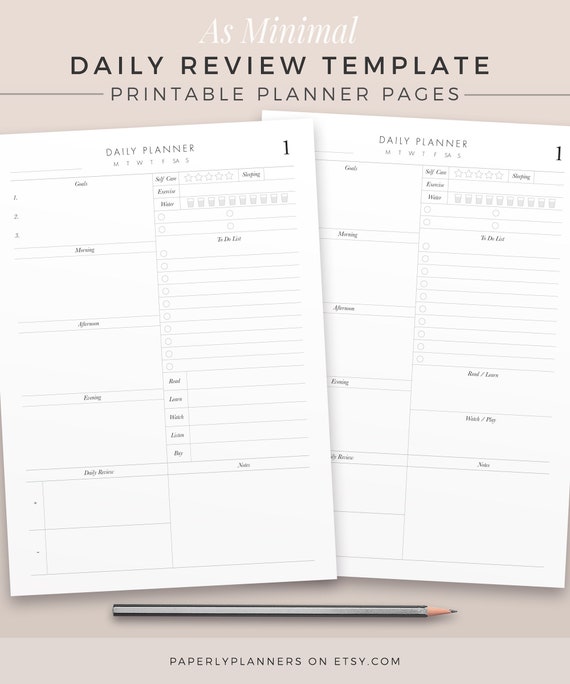 AS MINIMAL Daily Review A5 & B5 Printable Planner Inserts - Etsy
