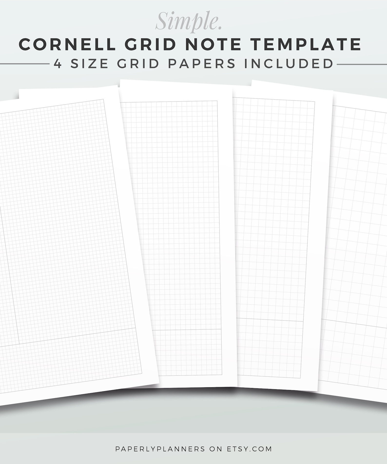 SIMPLE Cornell Grid Note Template | A4 & LETTER | Printable Note ...