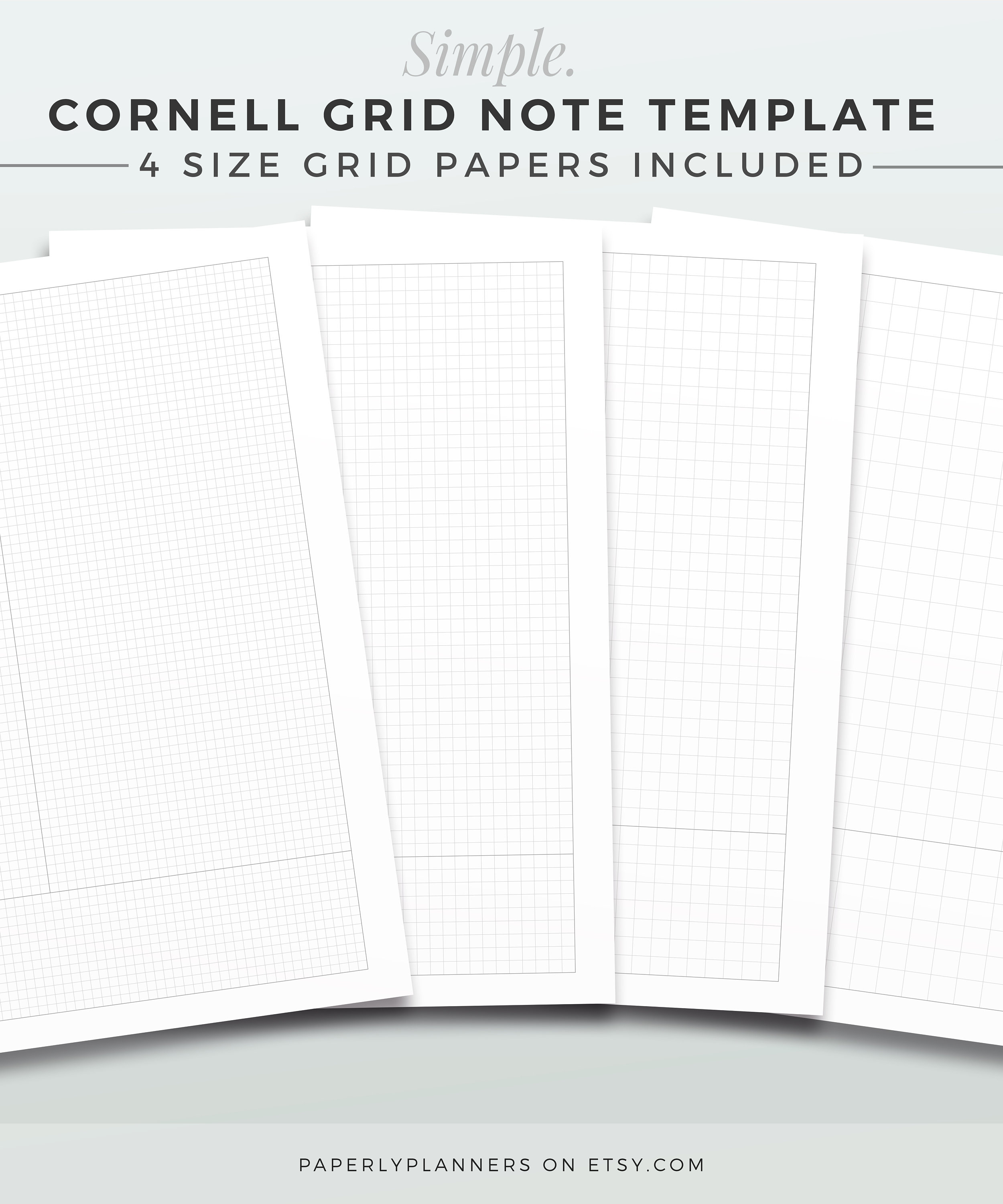 SIMPLE Cornell Grid Note Template A4 & LETTER Printable Note Inserts ...