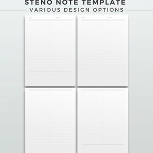 SIMPLE Steno Note Template | A4 & LETTER | Printable Steno Note Inserts ...