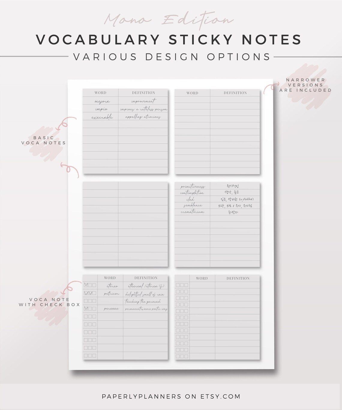 MONO Voca Sticky Notes Ipad Sticky Note Digital Planner - Etsy