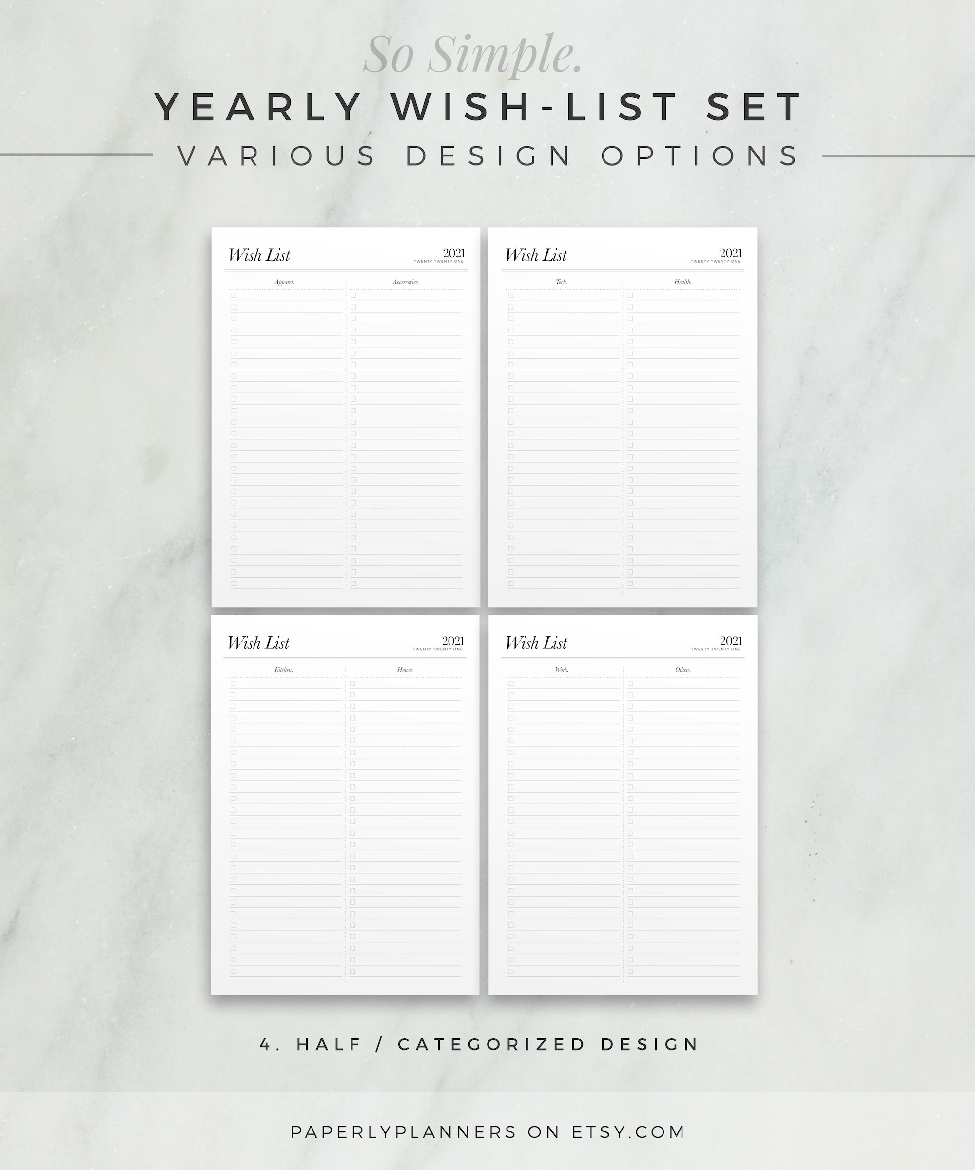 SO SIMPLE Wish List Set Yearly Shopping Planner Printable - Etsy
