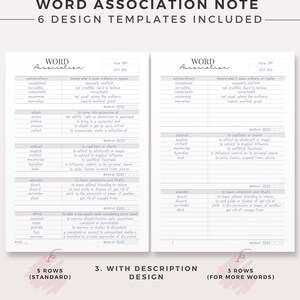 STUDENTS Word Association Template | A5 & B5 | Printable Note Inserts ...