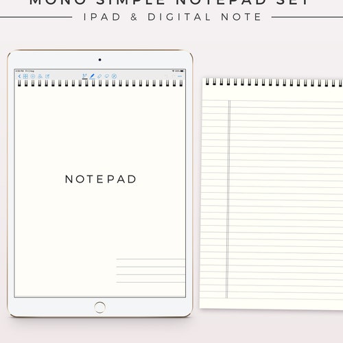 Mono Simple Ipad Notepad Set Digital Note Template Hyperlink - Etsy