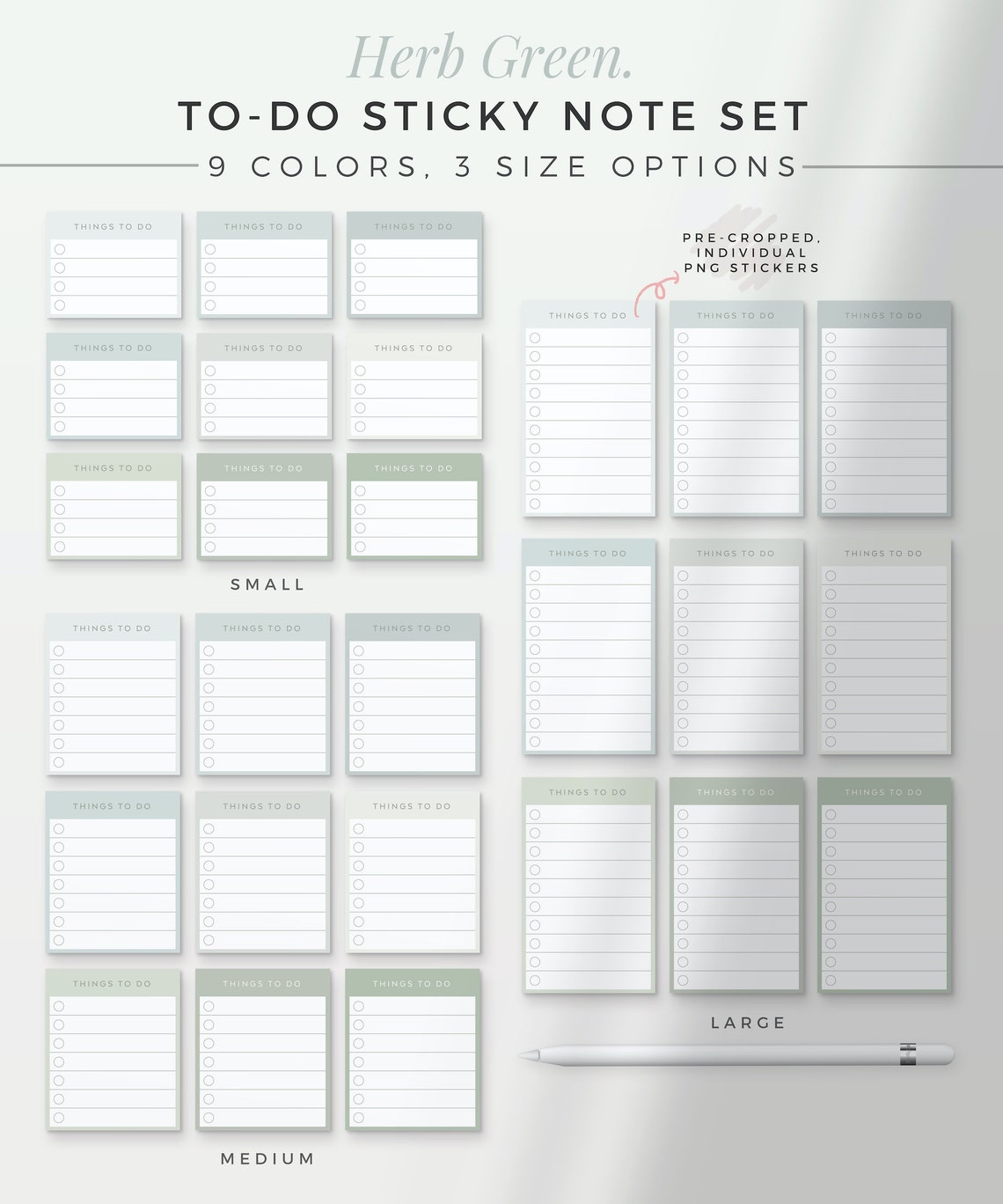 HERB GREEN To-do Sticky Notes Digital Sticky Notes Neutral - Etsy