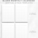 MINIMALISTIC Blank Calendar A4 & LETTER Empty Printable Calendar ...