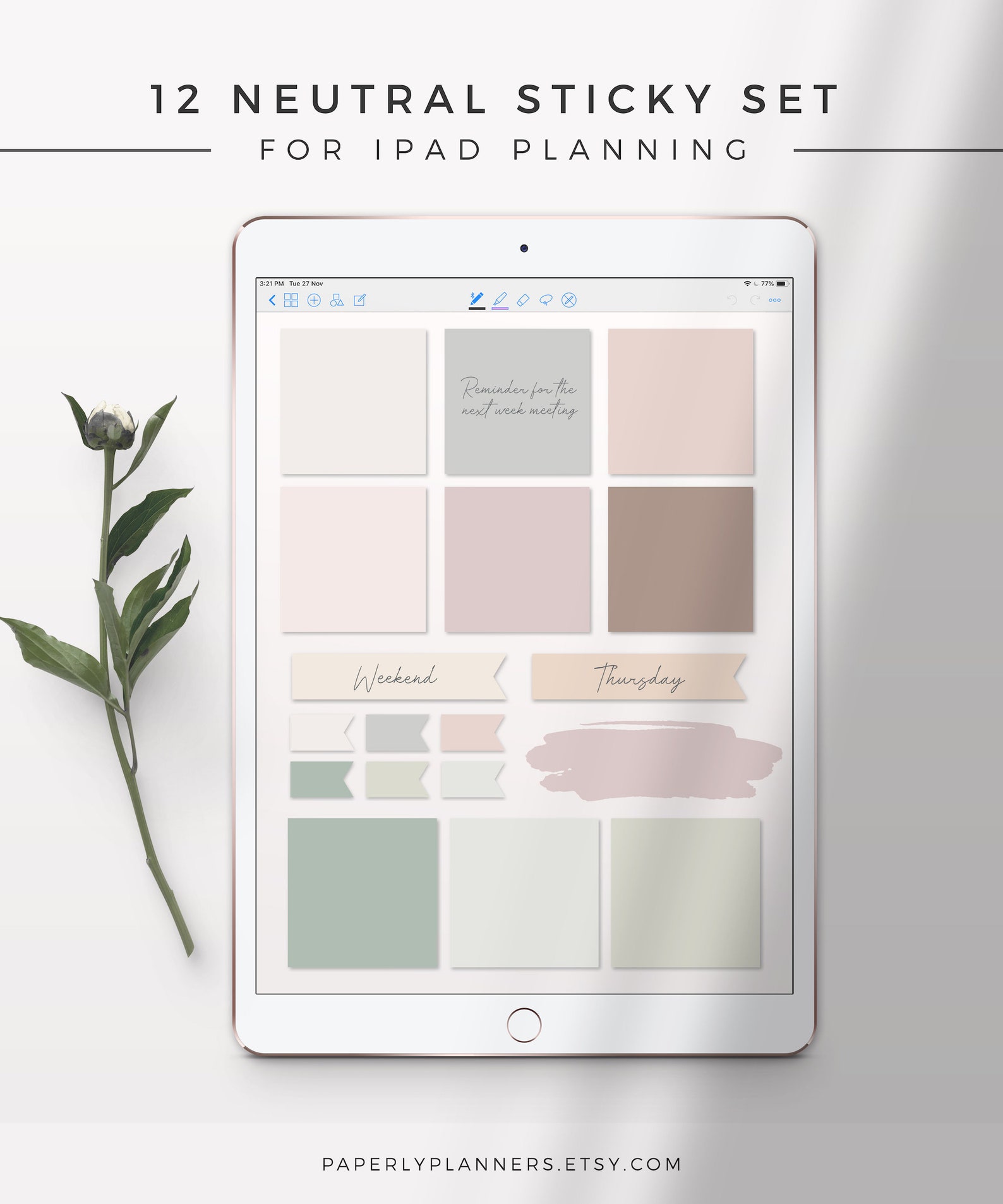 12 Neutral Sticky Notes Ipad Sticky Note Digital Planner - Etsy