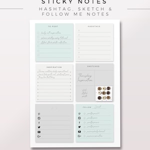 Social Media Sticky Notes | Printable Sticky Notes Template, Planner ...