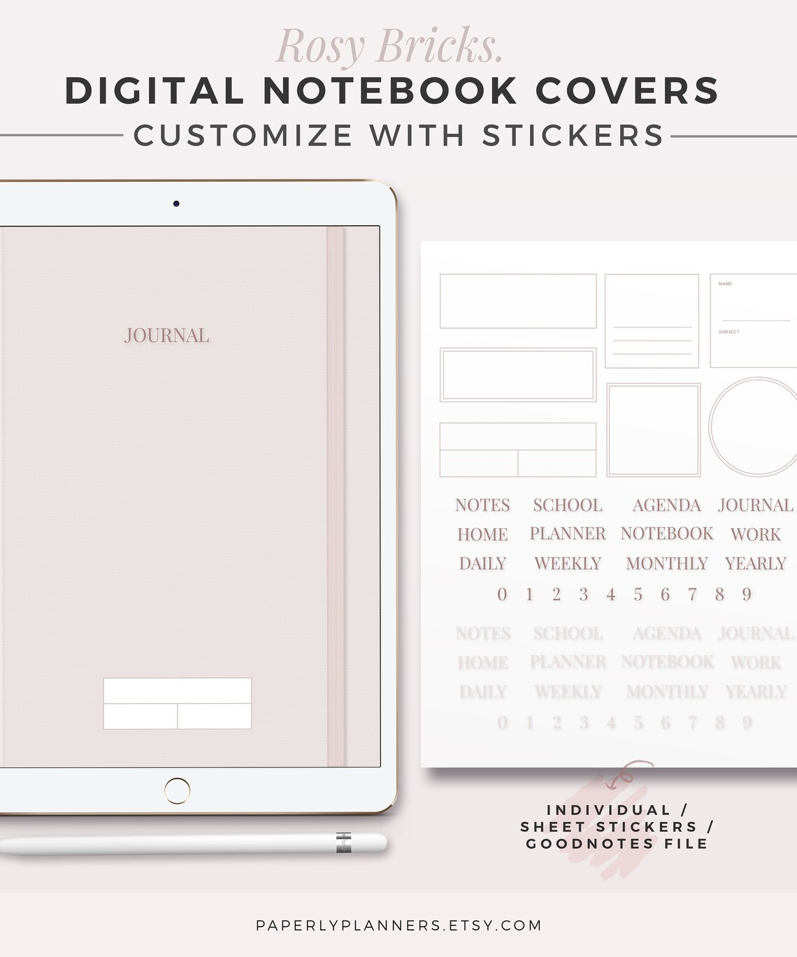 ROSY BRICKS Digital Note Covers Goodnotes Template Digital | Etsy