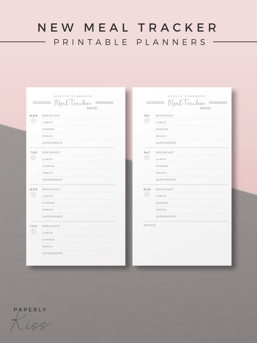PERSONAL Meal Tracker, Printable Planner Inserts, Personal Food Planner ...