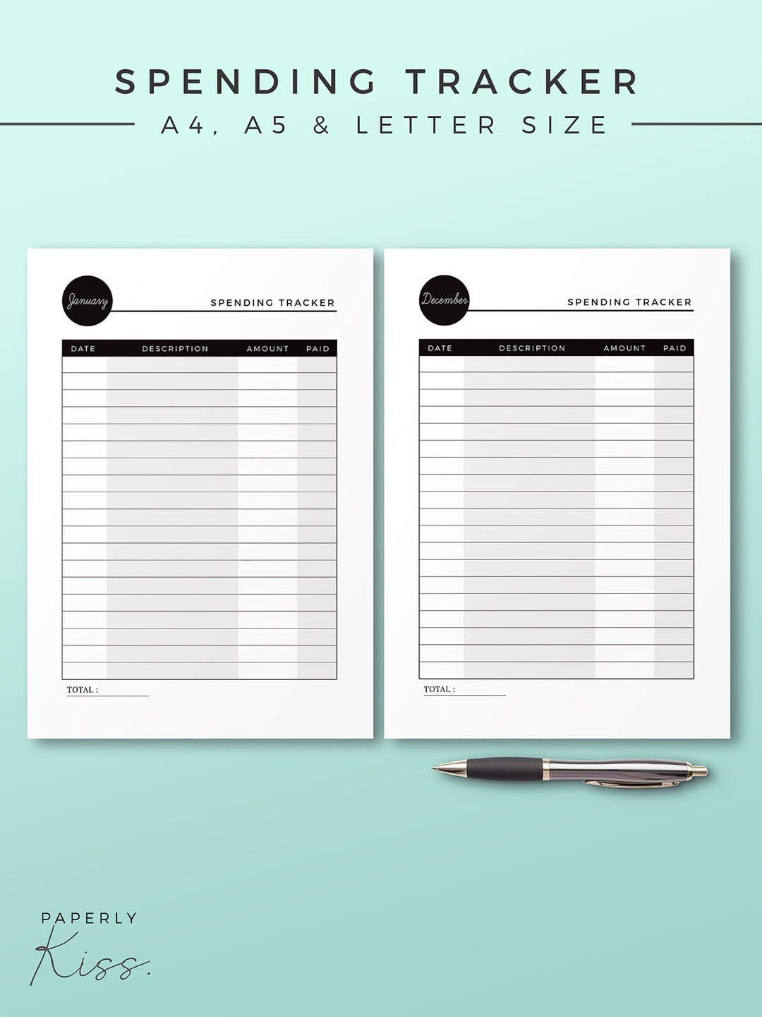 Monthly Spending Tracker, Printable Planner Inserts, Expenses Organizer ...