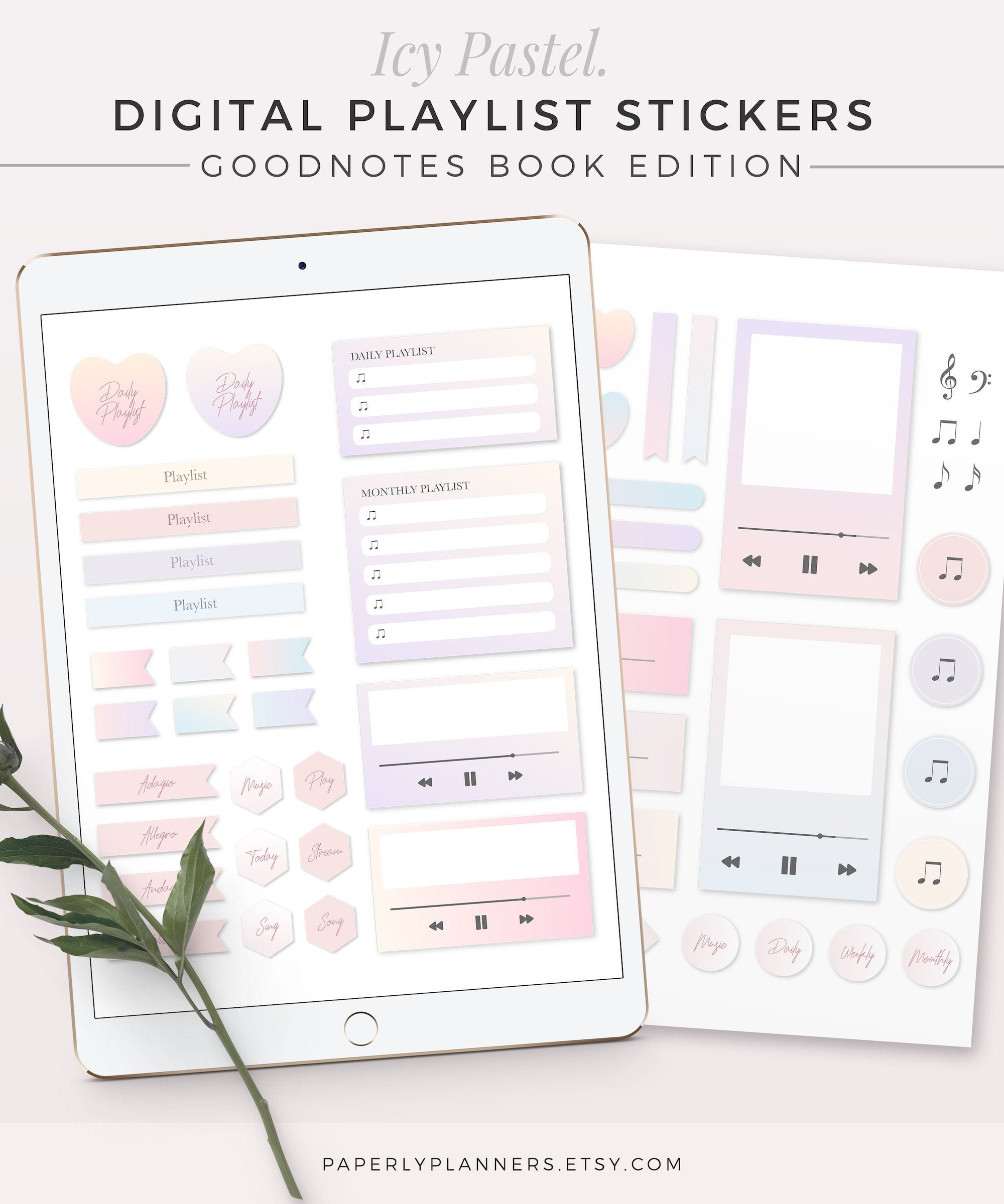 ICY PASTEL Music Playlist Stickers | Goodnotes Edition, Digital ...