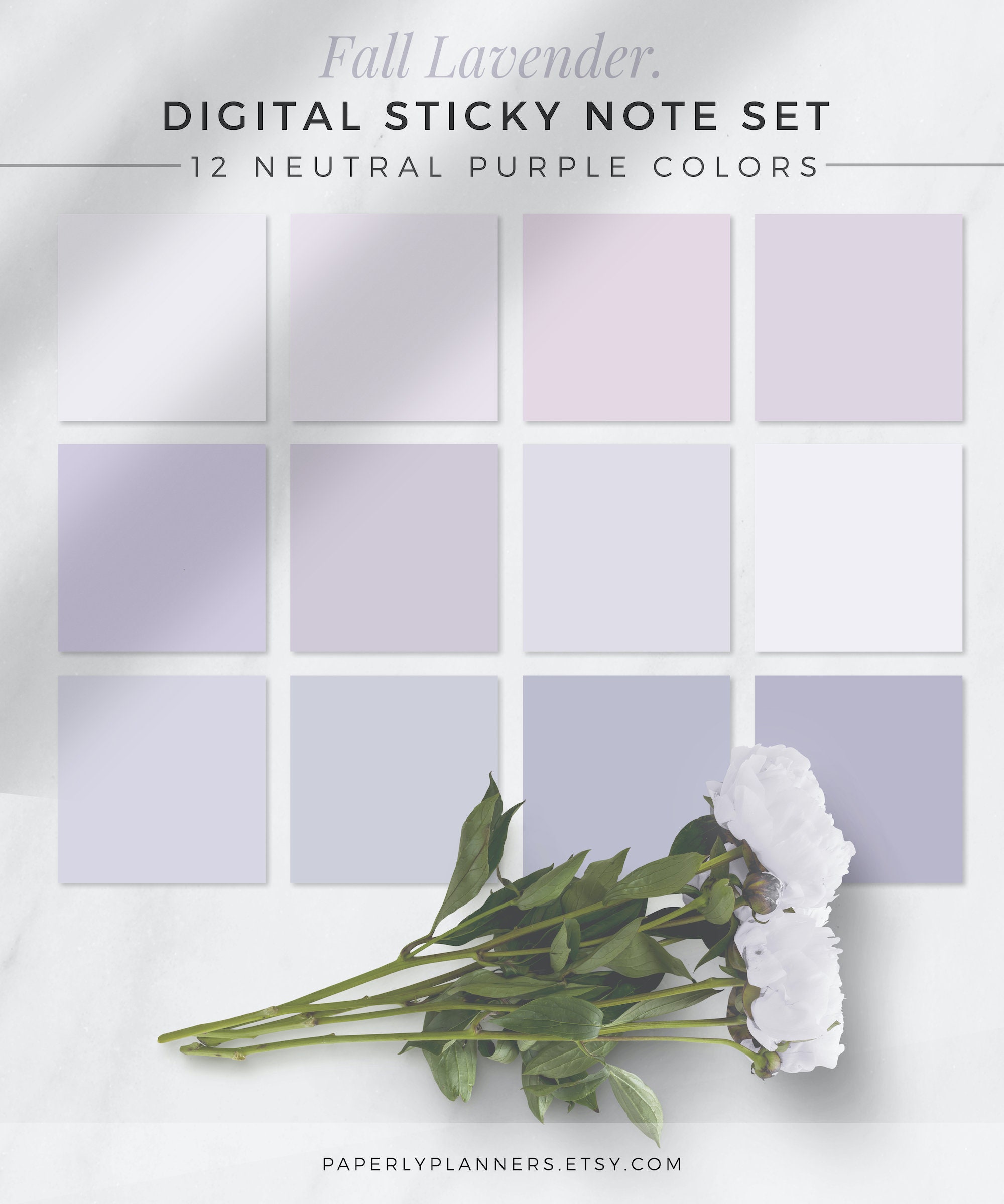 FALL LAVENDER Digital Sticky Note Set | Neutral Sticky Notes, iPad ...