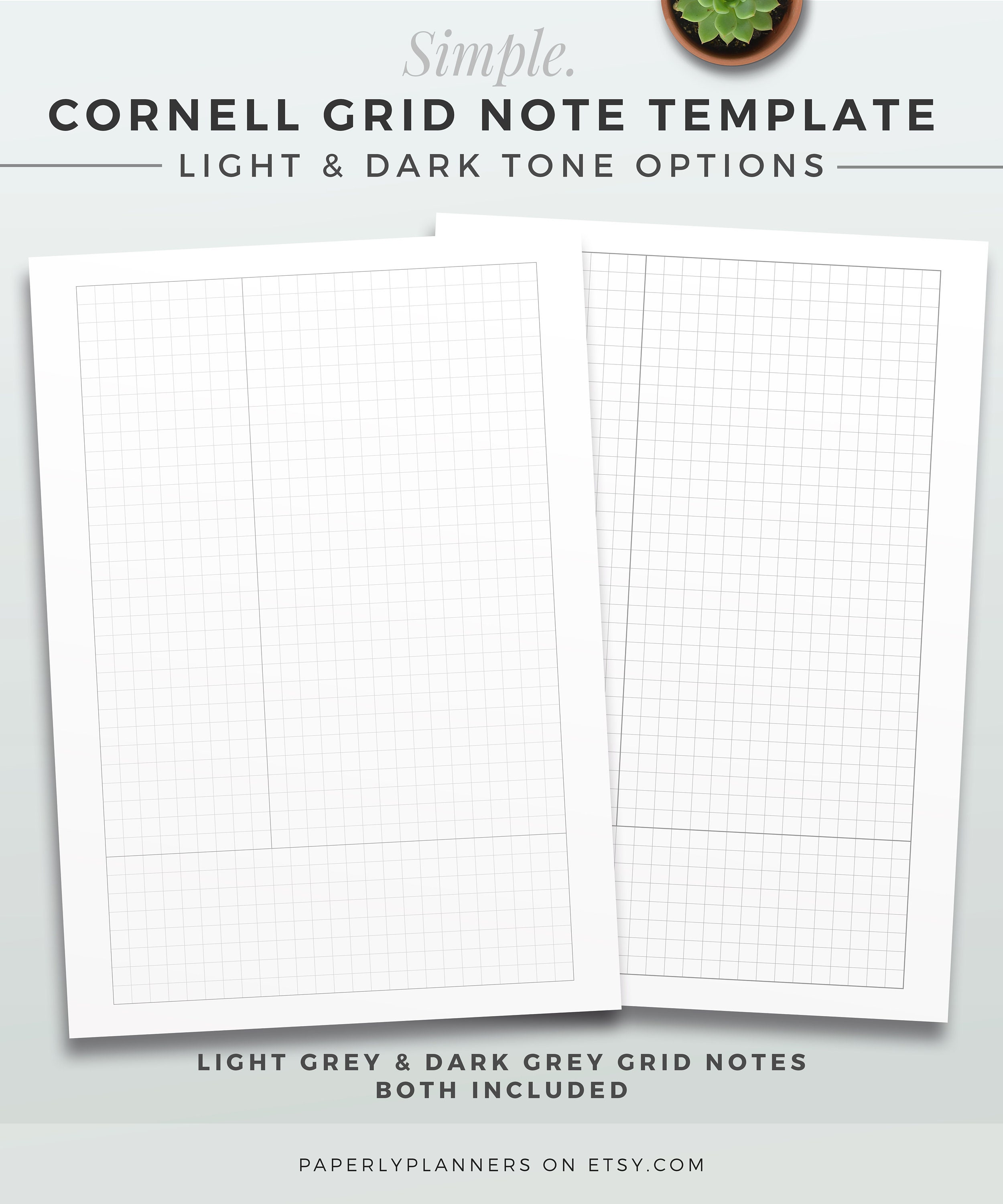 SIMPLE Cornell Grid Note Template A4 & LETTER Printable Note Inserts ...