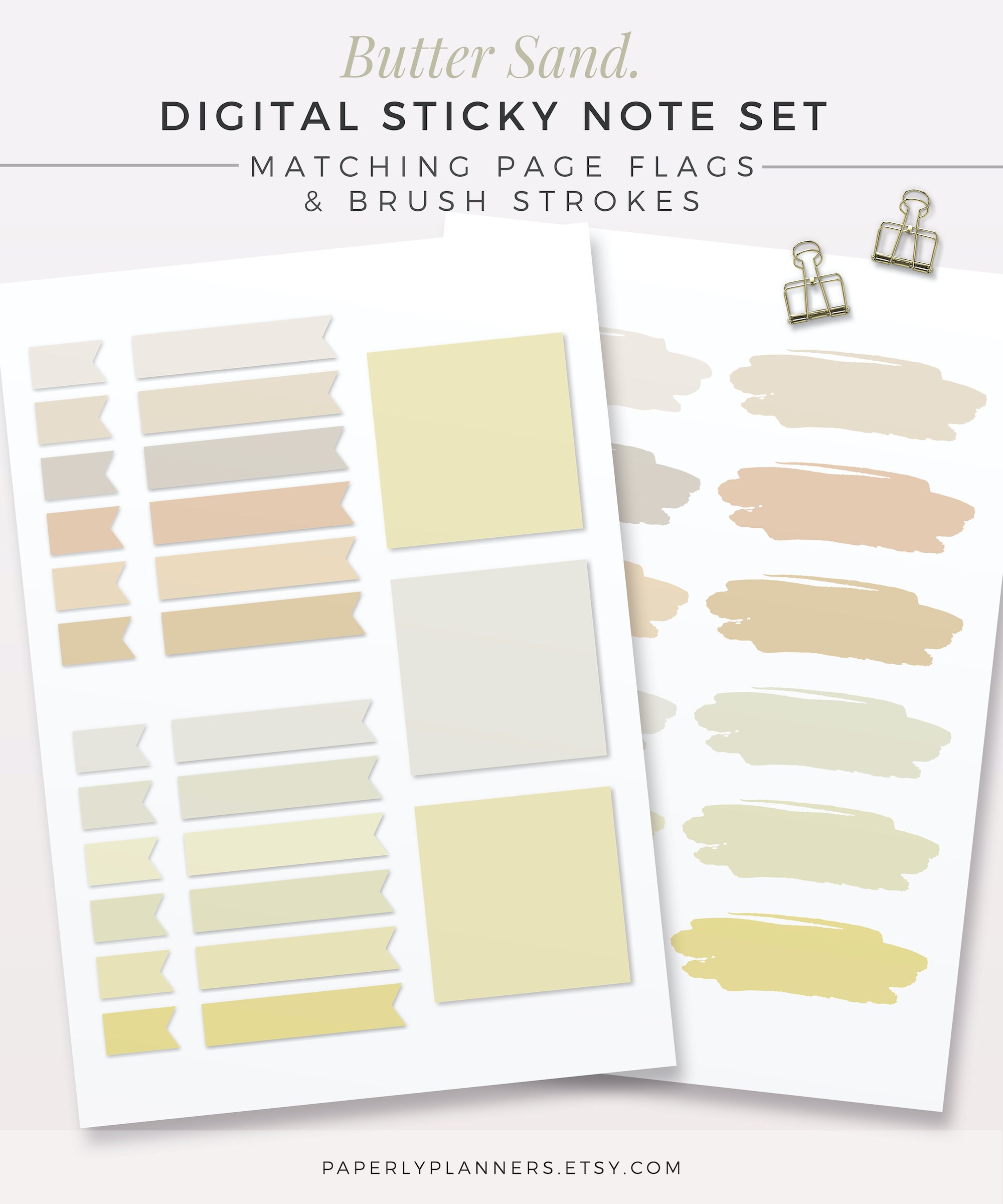 BUTTER SAND Digital Sticky Note Set Neutral Sticky Notes | Etsy