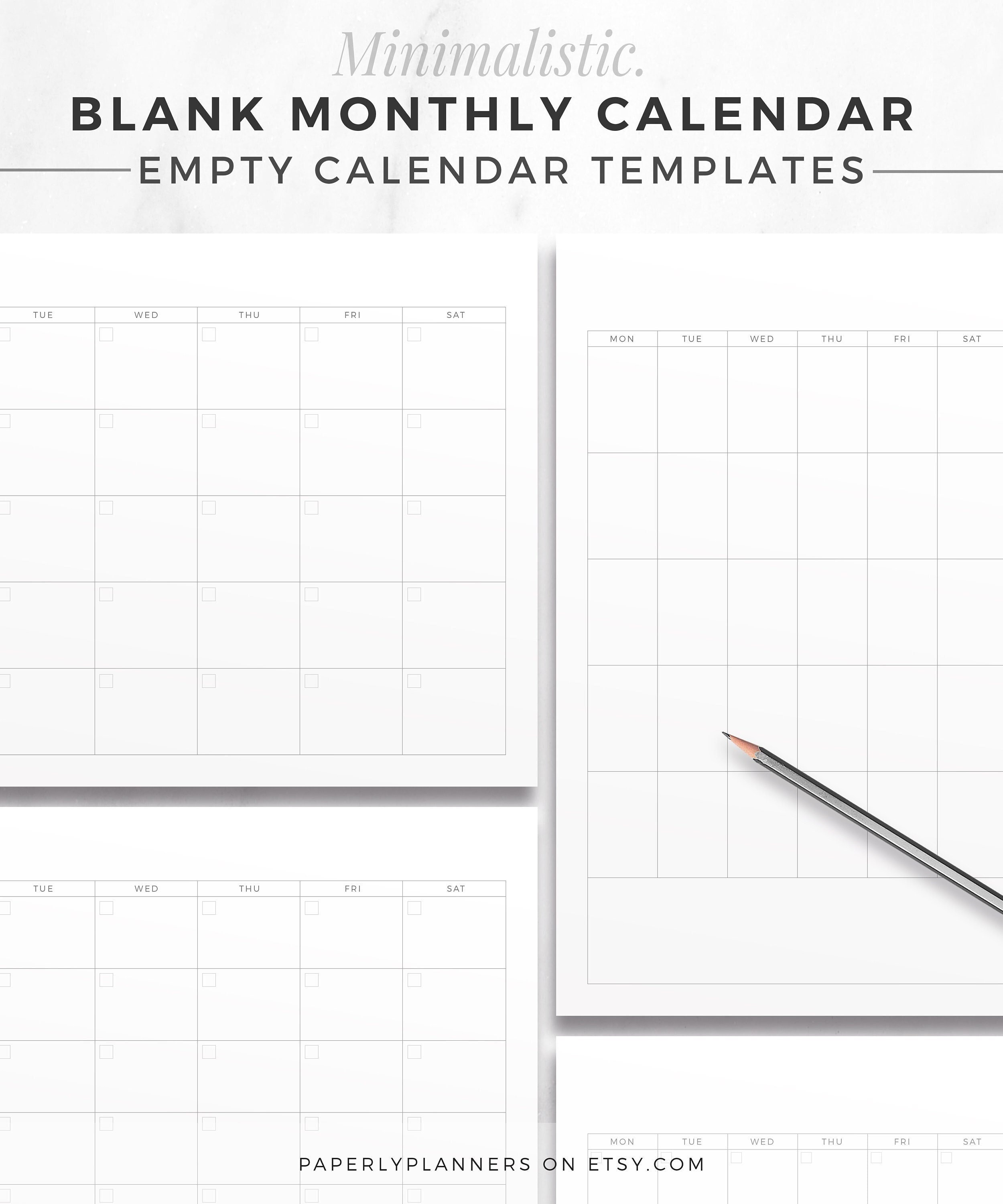 MINIMALISTIC Blank Calendar | A4 & LETTER | Empty Printable Calendar ...