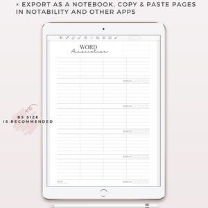 STUDENTS Word Association Template | A5 & B5 | Printable Note Inserts ...