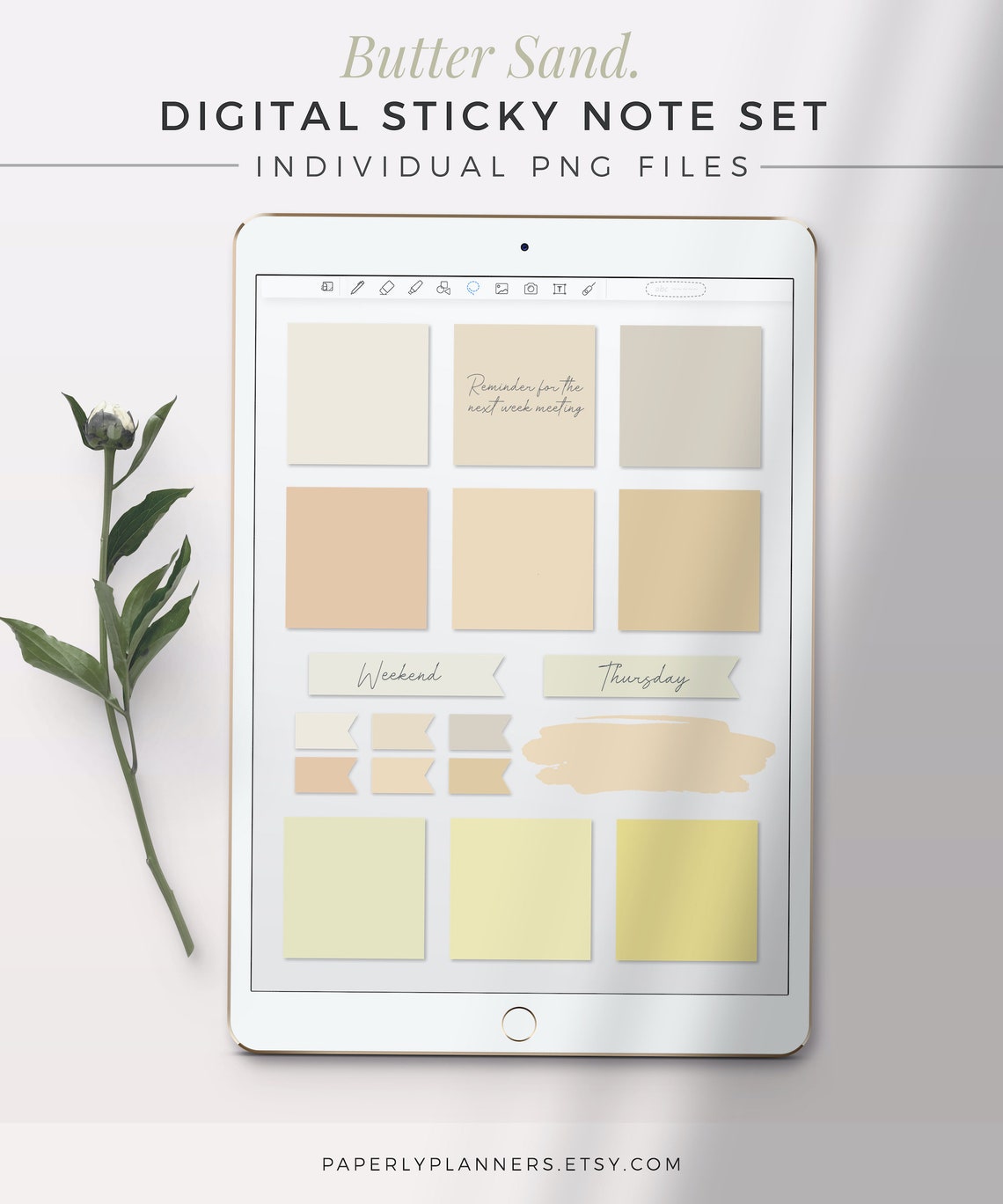 BUTTER SAND Digital Sticky Note Set Neutral Sticky Notes | Etsy