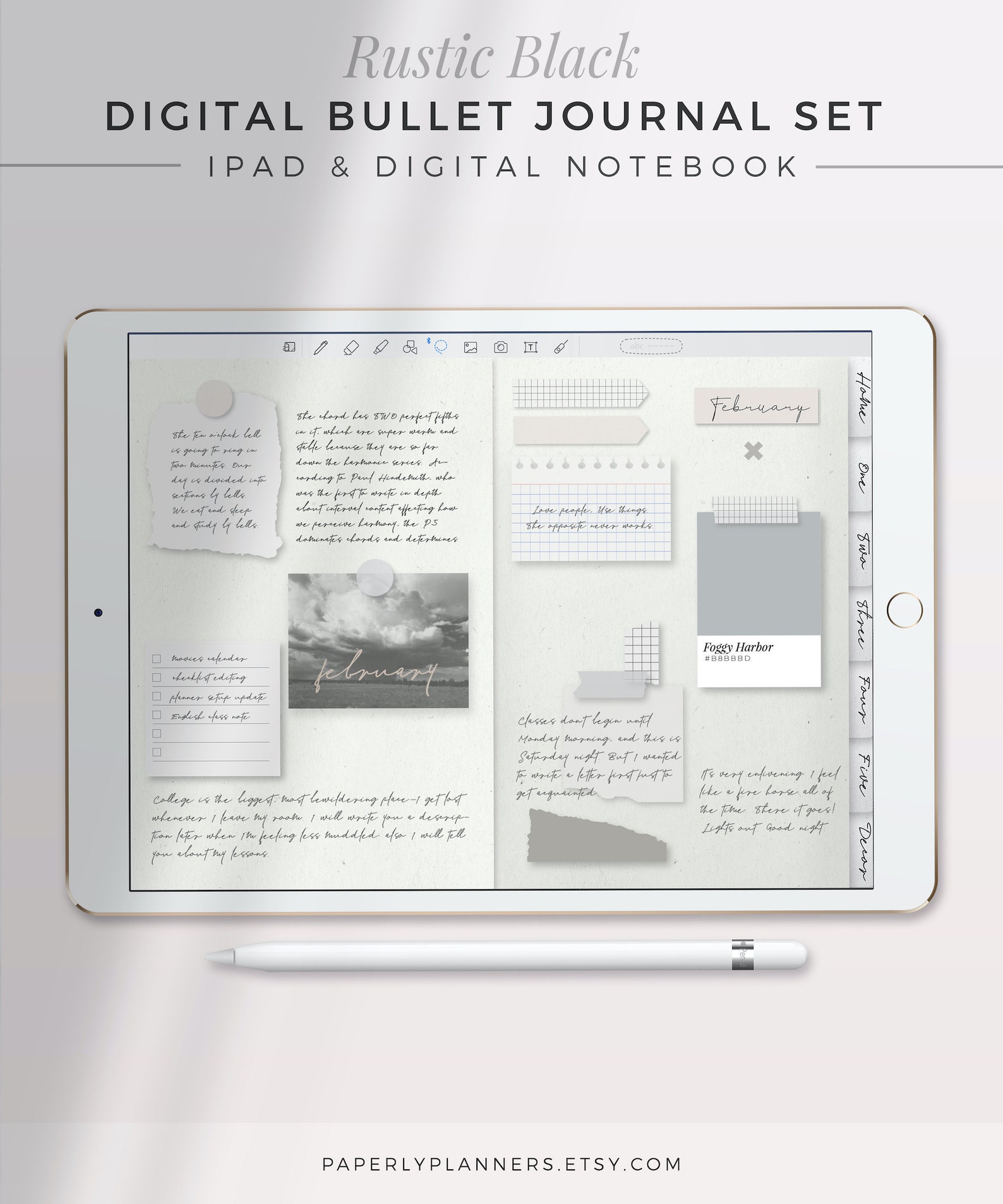 RUSTIC BLACK Digital Bullet Journal Kit Digital Planner - Etsy