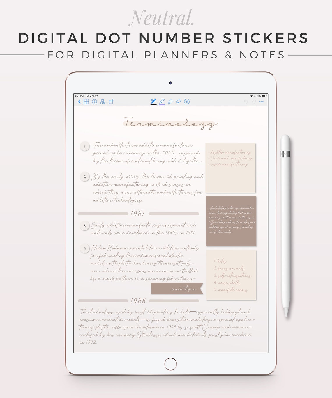 NEUTRAL Dot Number Digital Stickers Goodnotes Edition - Etsy