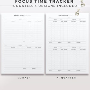 ANISE Focus Time Tracker | A5 & B5 | Printable Planner Insert, Daily ...