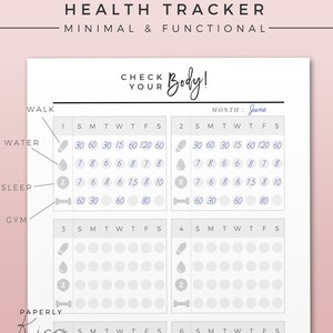 Health Habit Tracker Printable Planner Inserts A4 A5 | Etsy