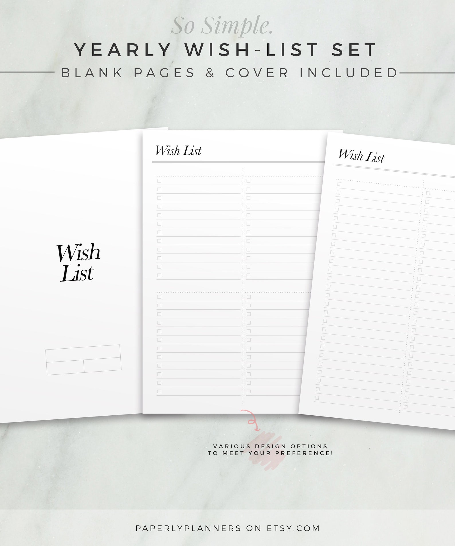 SO SIMPLE Wish List Set Yearly Shopping Planner Printable - Etsy