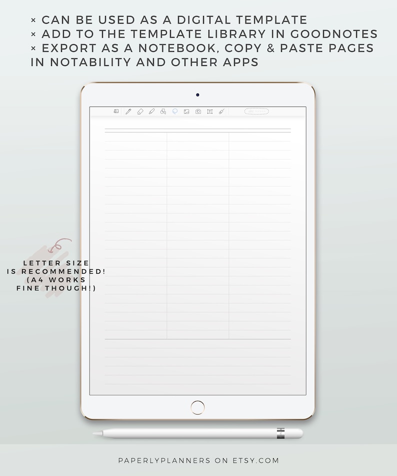 SIMPLE 3-column Note Template | A4 & LETTER | Printable Note Insert ...
