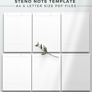 SIMPLE Steno Note Template | A4 & LETTER | Printable Steno Note Inserts ...