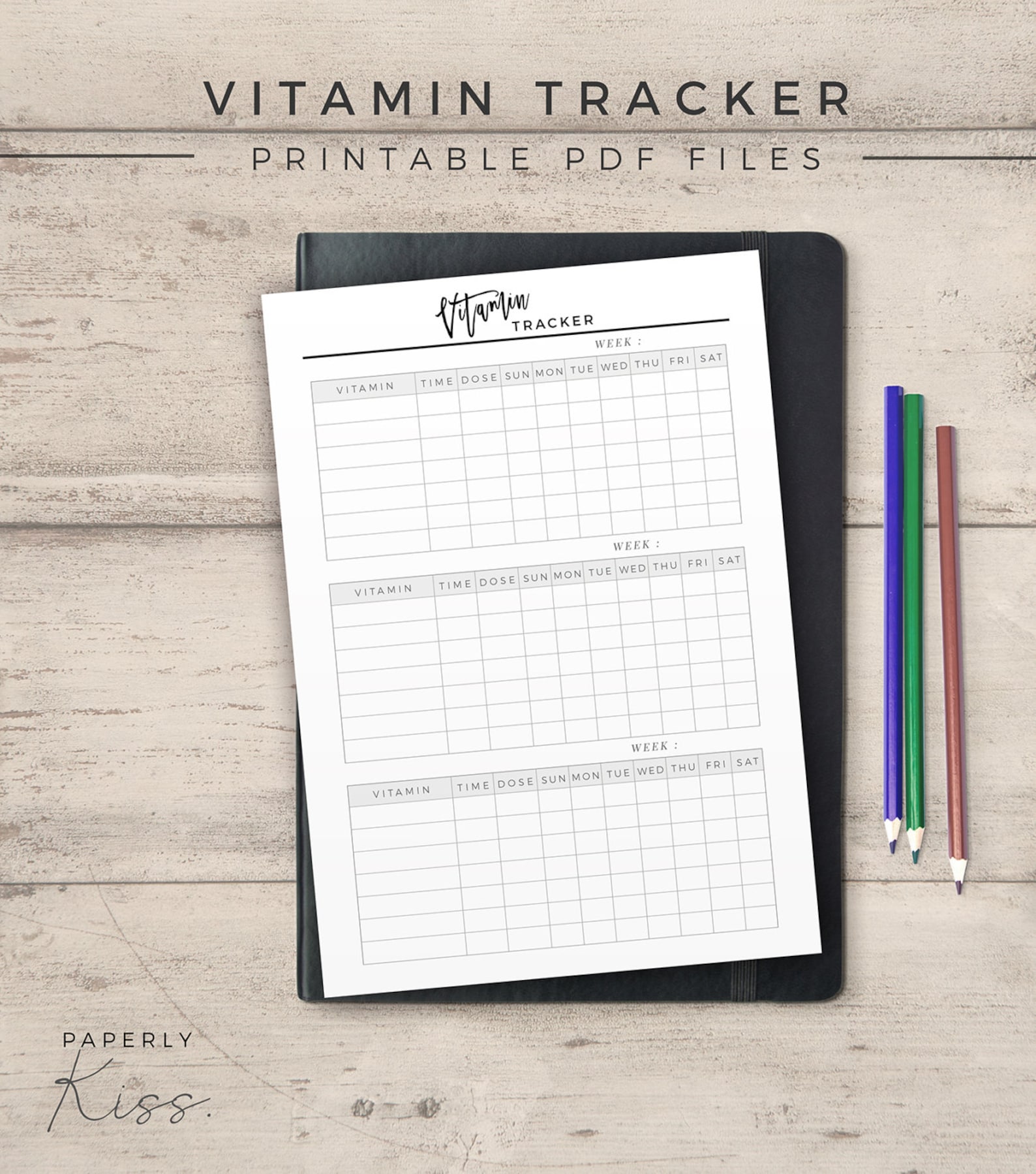 Vitamin Tracker, Printable Planner Inserts, Medication Log, A4, A5 ...